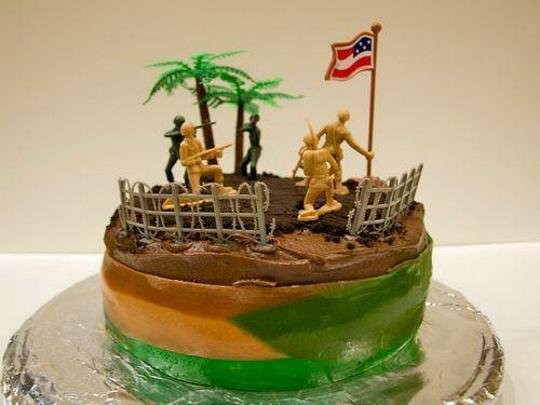 Birthday cake for soldiers