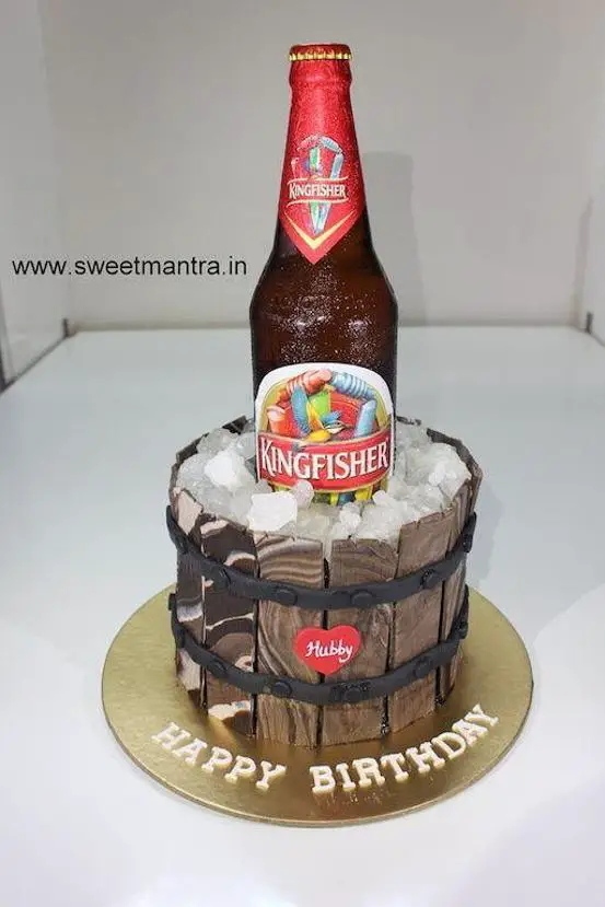 Birthday cake with beer bottle