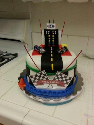 Drag racing birthday cakes