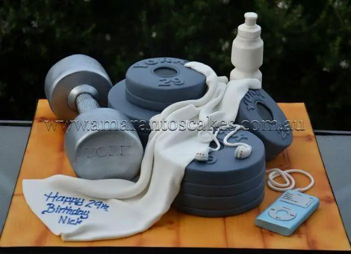Dumbbell birthday cake