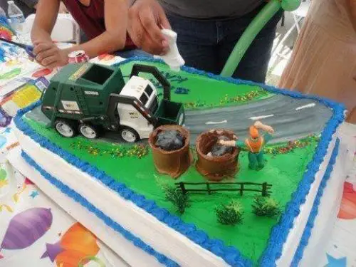 Garbage truck birthday cake