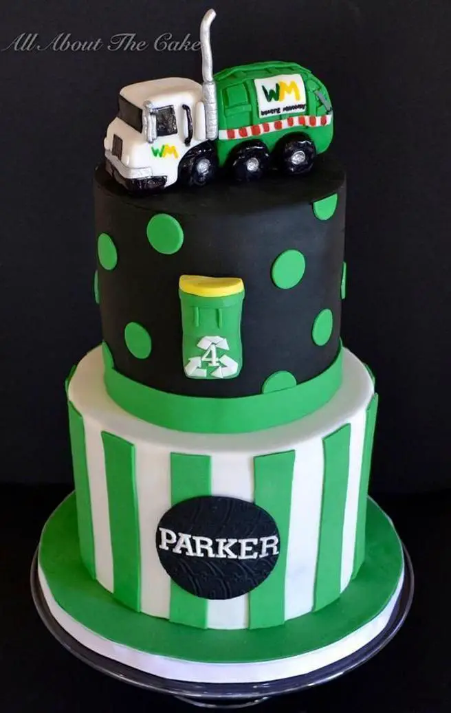 Garbage truck birthday cakes