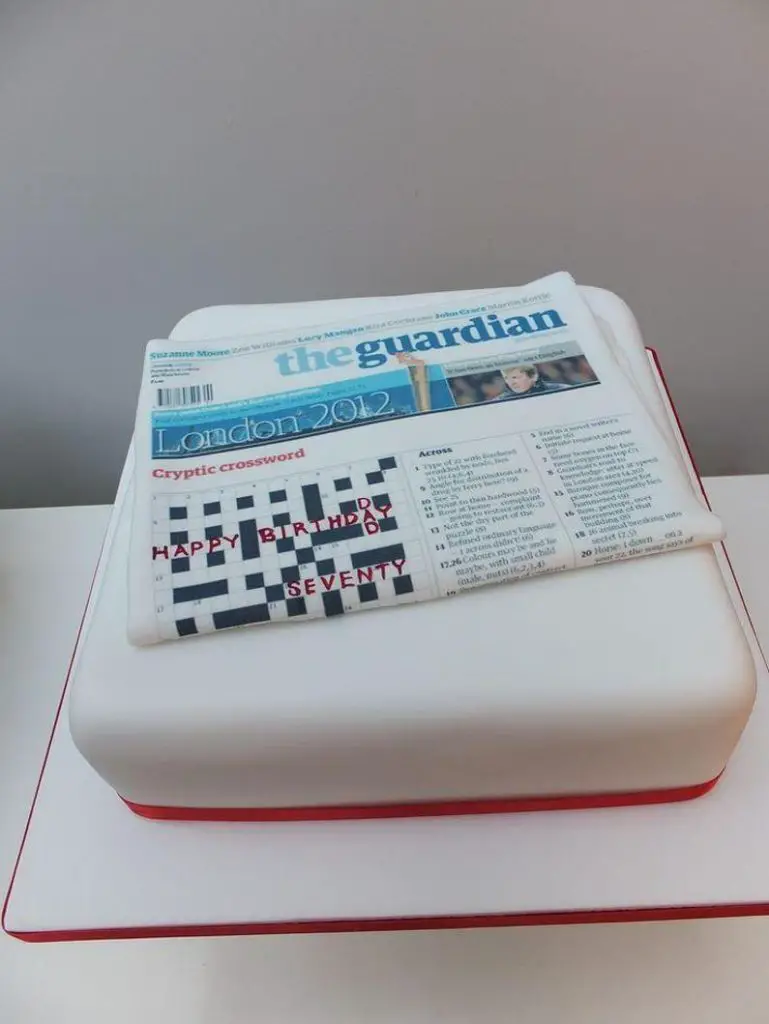 Newspaper birthday cake