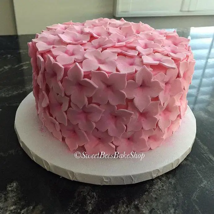 Pink flower birthday cake