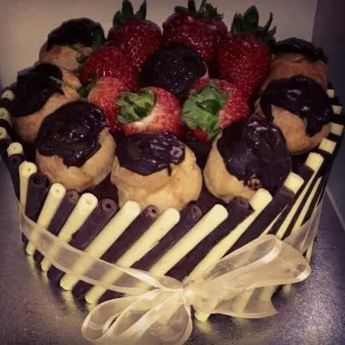 Profiterole birthday cake